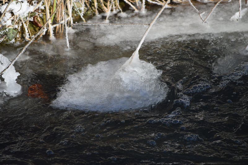 A Plate of Ice Floats in the Stream Stock Photo - Image of falling ...