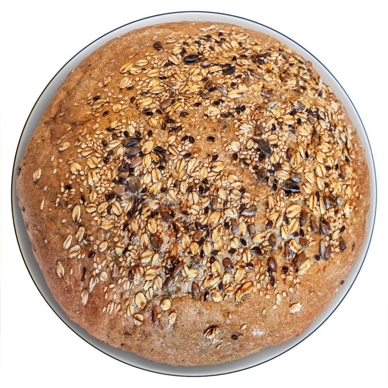 Round Loaf Half and Cut Off Slice of Integral Wholegrain Bread Set on ...