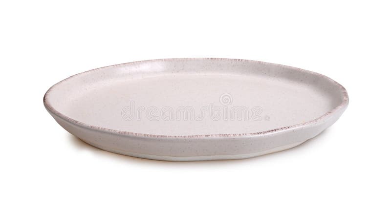 Beige Ceramic Plate Detail in Edge Isolated on White Background Stock ...