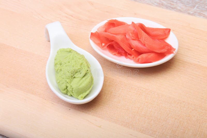 Plate with Japanese Wasabi Sauce and Pickled Ginger. Stock Image ...