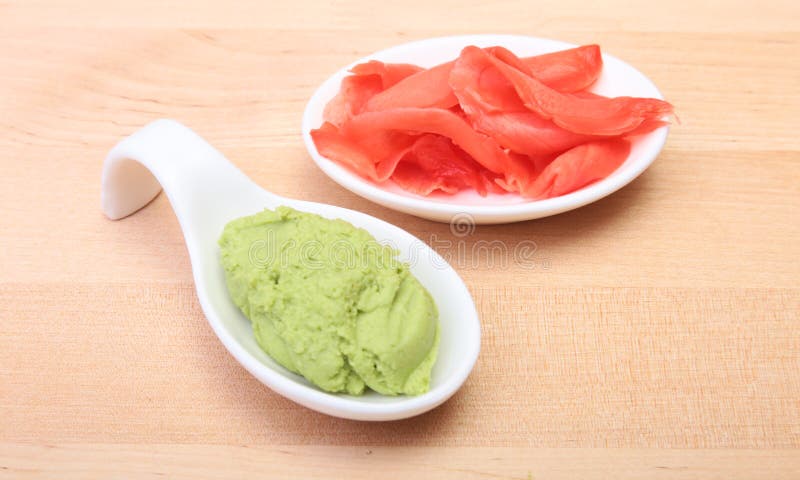 Plate with Japanese Wasabi Sauce and Pickled Ginger. Stock Photo ...