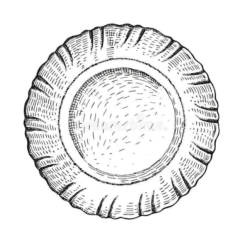 Set of Dinner Plates Vector. Hand Drawing Illustration Stock Vector ...