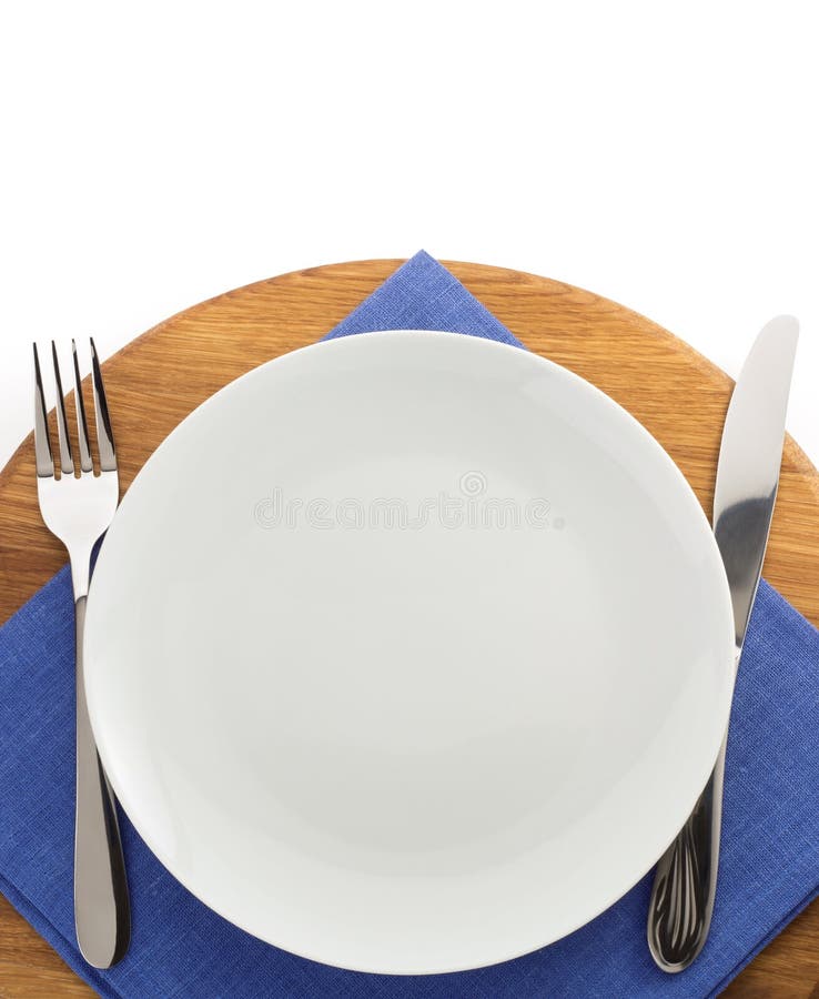 Plate, Knife and Fork at Cutting Board Stock Image - Image of kitchen ...