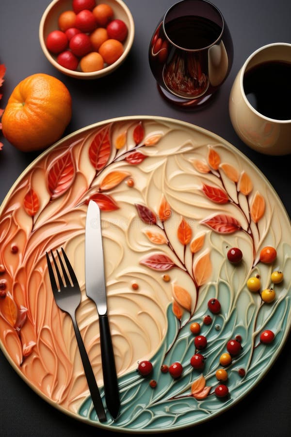 A Plate with a Knife and Fork on a Table. AI. Stock Illustration ...