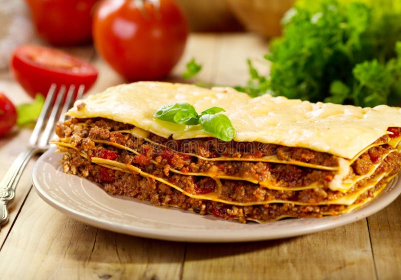 Plate of lasagna stock photo. Image of cuisine, food - 35884986