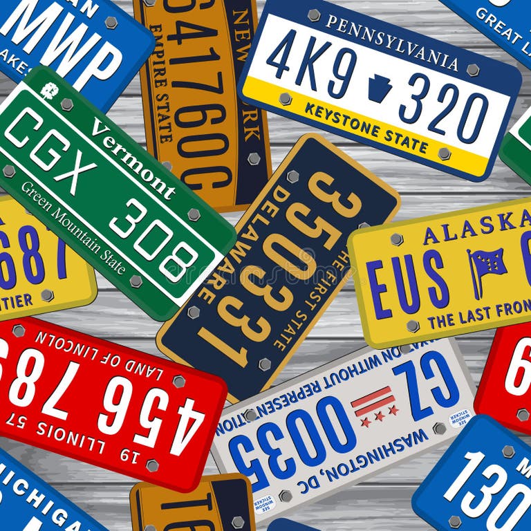 Vintage License Plates Stock Illustrations – 115 Vintage License Plates ...