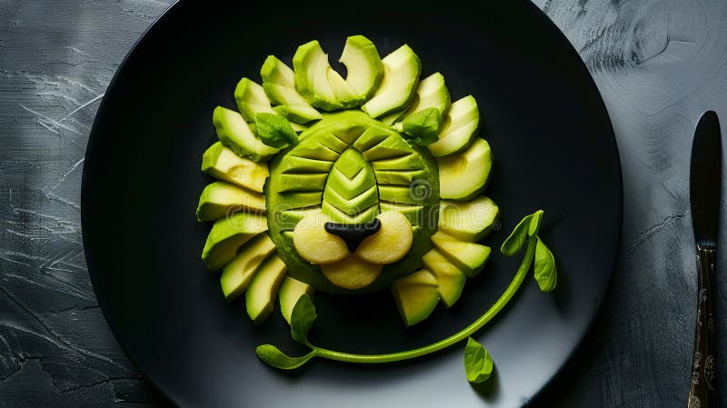 A Plate with a Lion Made Out of Fruit Stock Image - Image of platter ...