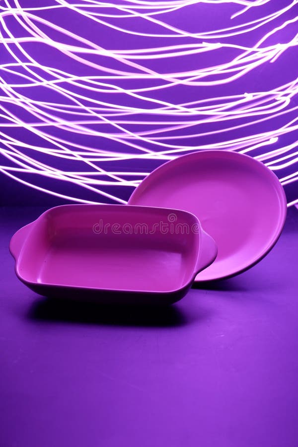 Pink Plate with light stock photo. Image of backgrounds - 238249092