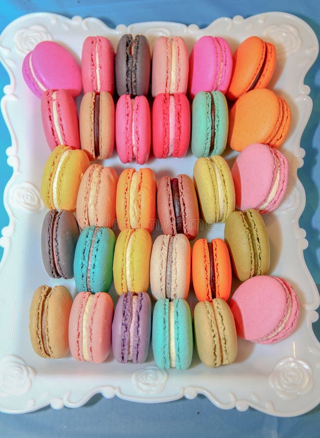 Plate of macaroons stock image. Image of brown, retro - 74812593