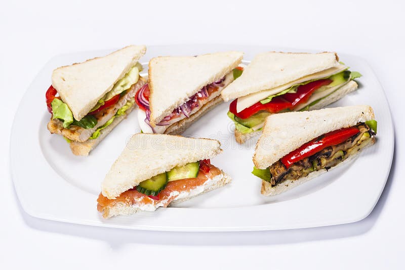 Plate Made by a Restaurant Chef. Composition with Multiple Sandwiches ...