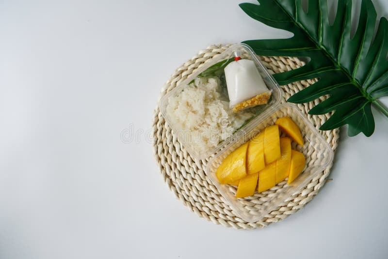 Mango Sticky Rice. Top View Stock Image - Image of dessert, holding ...