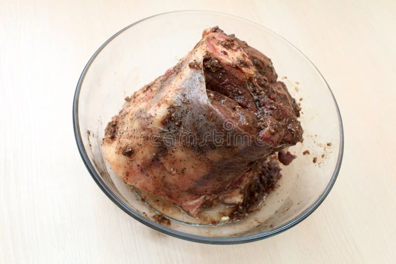 Plate with Marinated Beef Shin Stock Photo - Image of glass, kitchen ...
