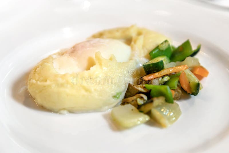 Plate of Mashed Potato with Egg Stock Photo - Image of healthy ...