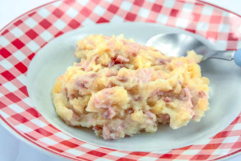 Mashed potatoes and ham stock photo. Image of mashed - 169267308