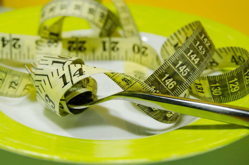 A Plate with Measuring Tape Stock Photo - Image of dish, dieting: 145082522