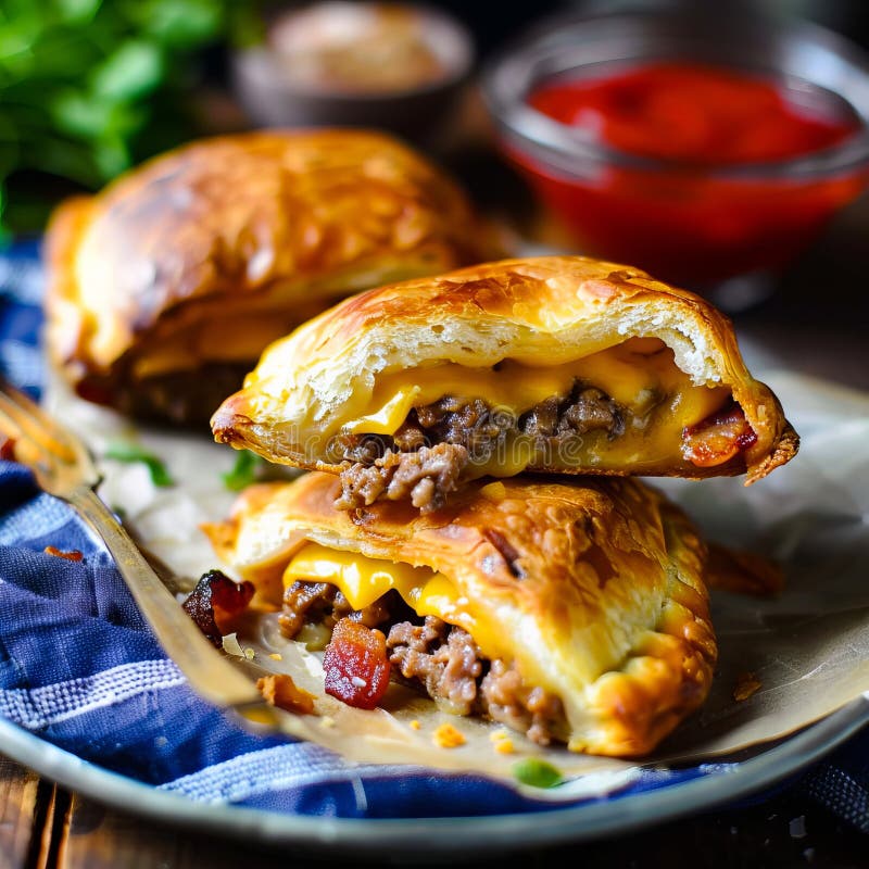 A Plate with Meat and Cheese Pastries Stock Image - Image of sandwich ...