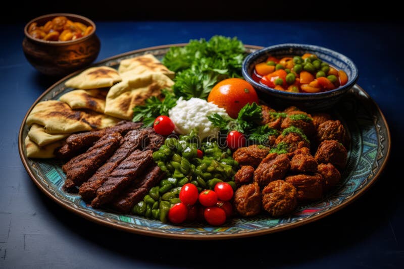 A Plate of Middle Eastern Delicacies for Eid Stock Illustration ...