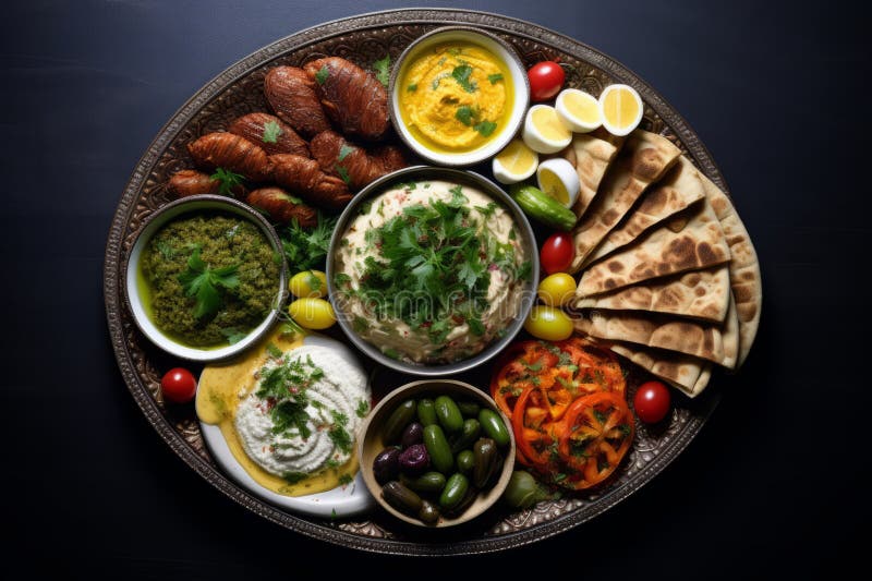 A Plate of Middle Eastern Delicacies for Eid Stock Illustration ...