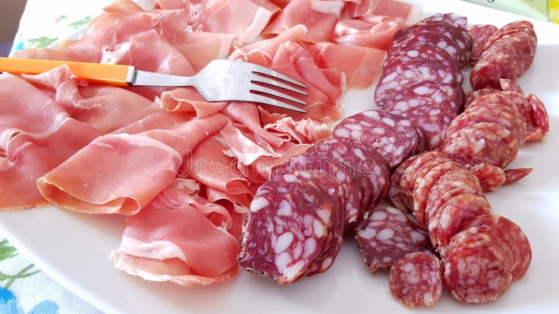 Plate of Mixed Cold Cuts As an Appetizer Stock Image - Image of beef ...