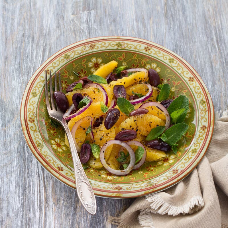Plate with Moroccan Salad from Oranges on a Wooden Table Stock Image ... Plate with Moroccan Salad from Oranges on a Wooden Table Stock Image ...