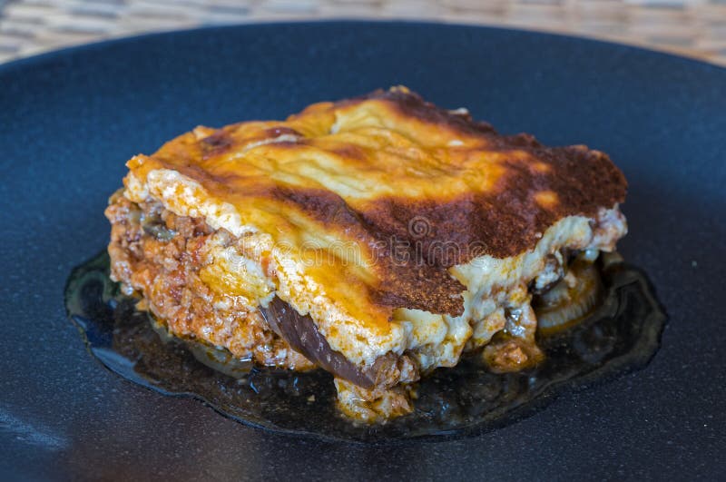 Plate with moussaka stock image. Image of dish, juicy - 90434141