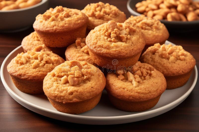 A Plate of Muffins with Peanut Toppings Stock Illustration ...