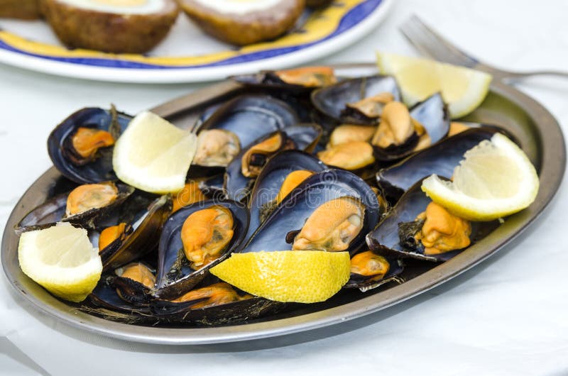 Platter of Mussels stock image. Image of watering, mussels - 1961687
