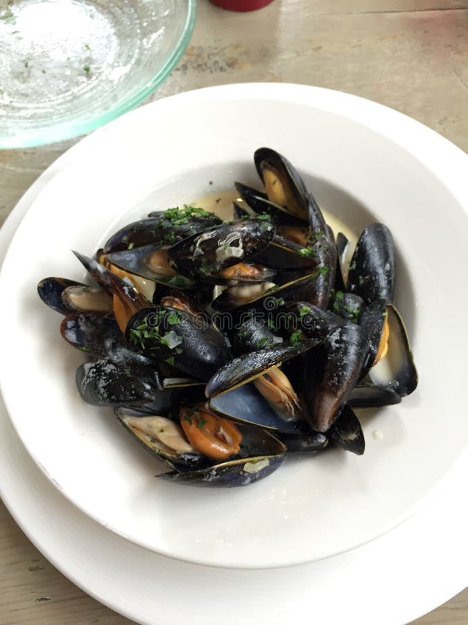Plate of mussels stock image. Image of plate, dish, table - 112823953