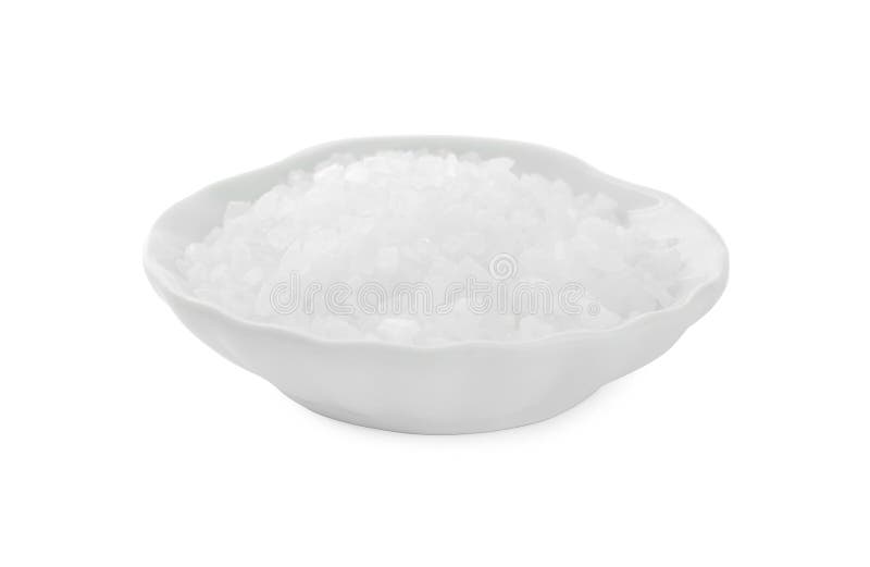 Plate with Natural Sea Salt Isolated on White Stock Image - Image of ...