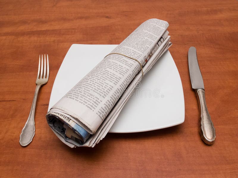 Plate with newspaper. stock image. Image of plate, abstract - 53000847
