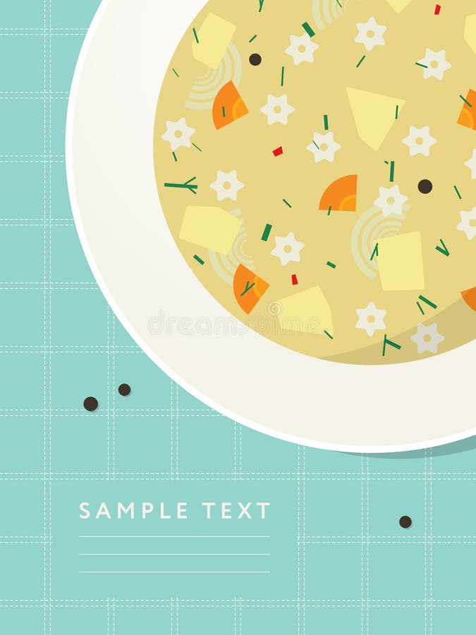 Plate with Noodle and Vegetable Soup on the Table Stock Vector ...