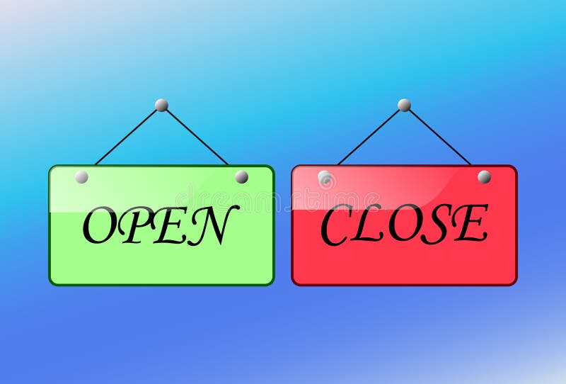 Plate Open Close Icon. Shop Sign on Isolated White Background Stock ...