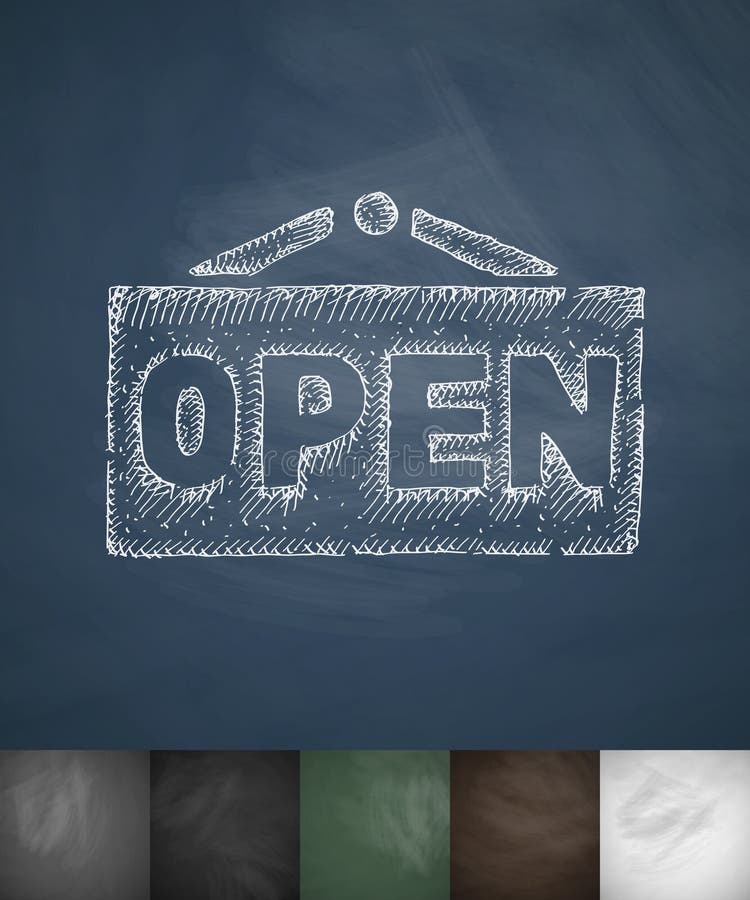 Plate OPEN Icon. Hand Drawn Vector Illustration Stock Vector ...