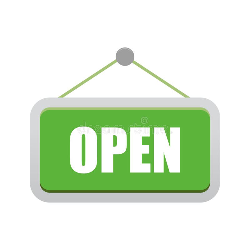 Hanging Green Sign with the Inscription Open. Vector Illustration. EPS ...