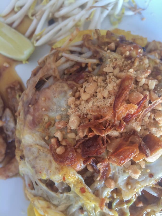 Plate of Pad Thai or Phat Thai Stock Image - Image of fried, calorie ...