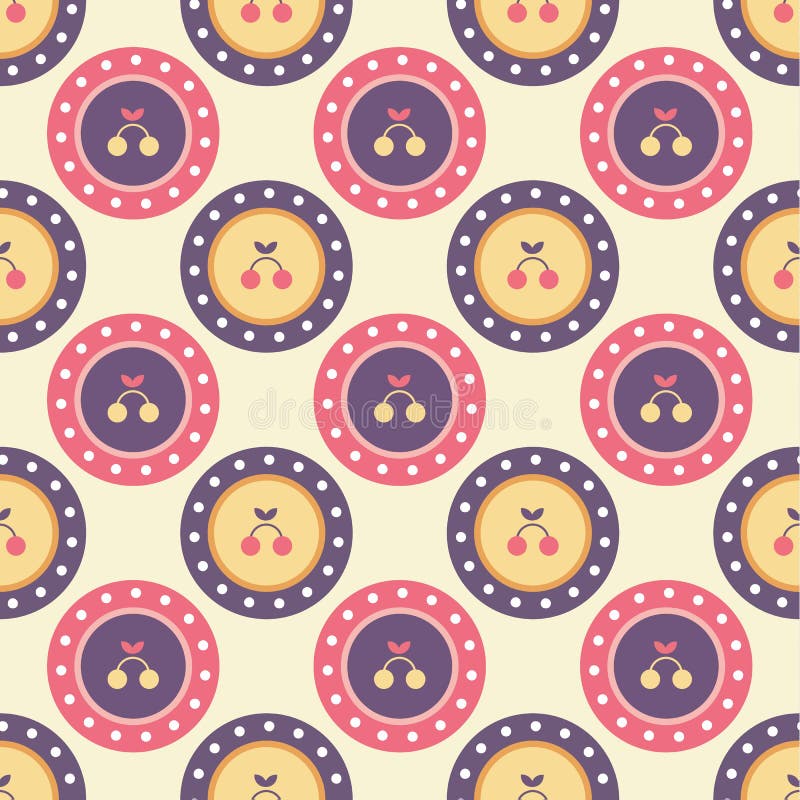 Plate and Painted Cherries Pattern Stock Vector - Illustration of plate ...