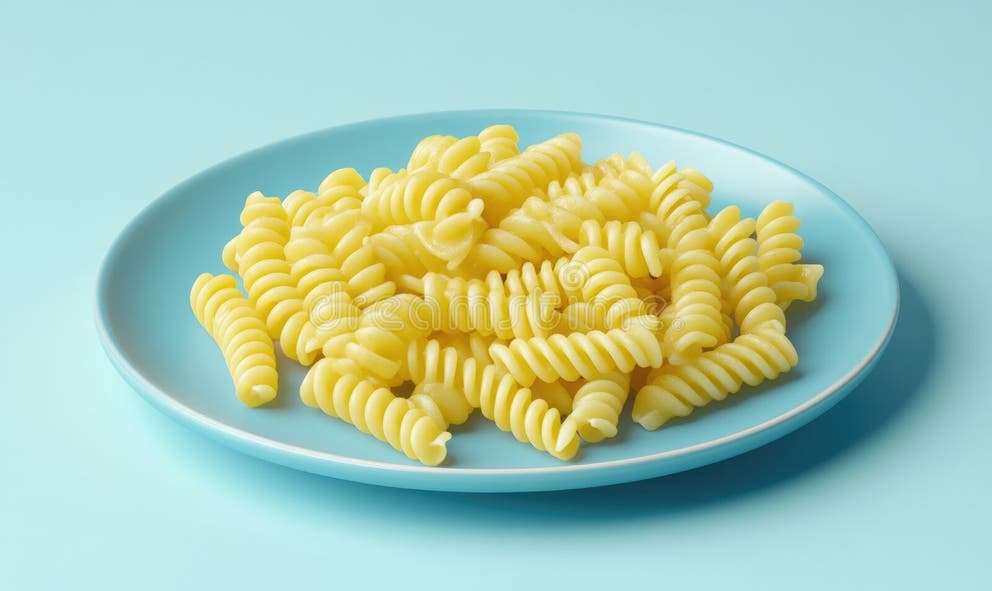 A Plate of Pasta is on a Blue Plate Stock Photo - Image of kitchen ...