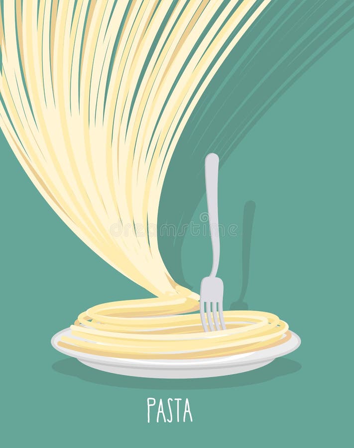 Plate of Pasta. a Dish of Spaghetti. Vector Illustration Stock Vector ...