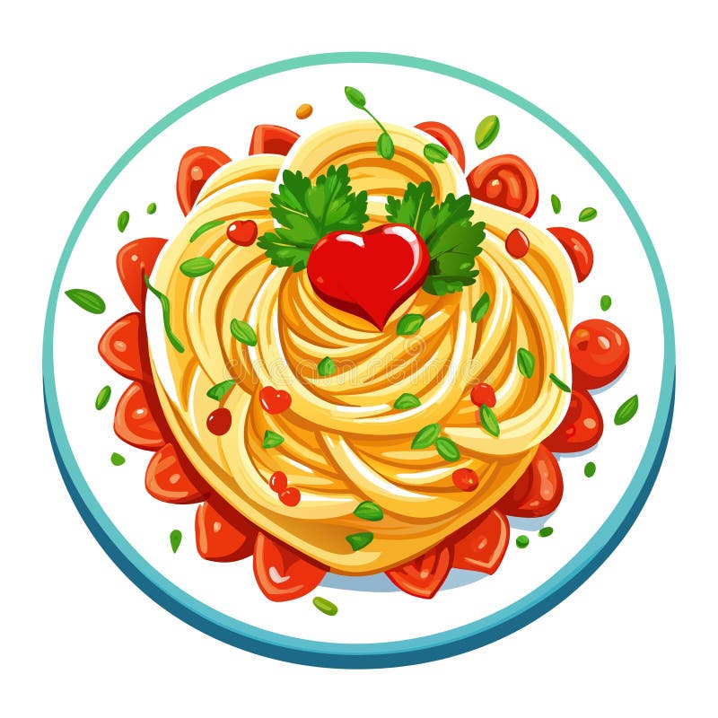 A Plate of Pasta with a Heart Shape Made Out of Cheese and Pepper. the ...