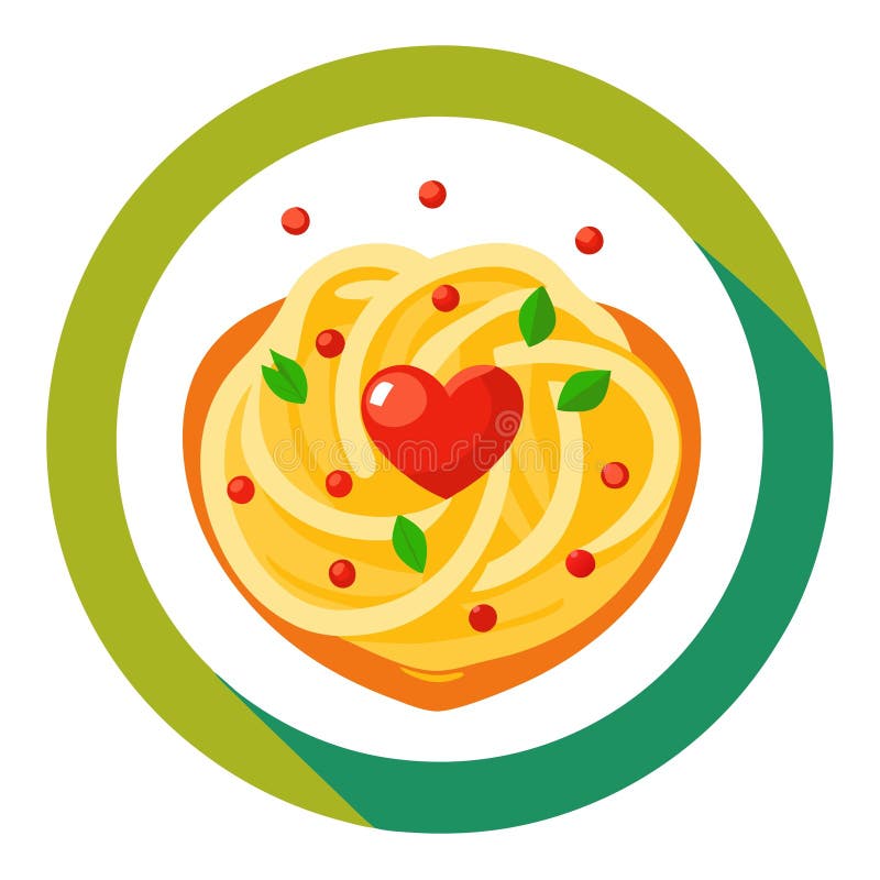 A Plate of Pasta with a Heart Shape Made Out of Cheese and Pepper. the ...