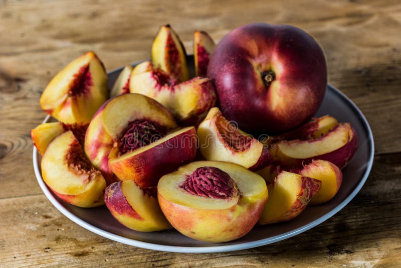 Plate of peaches stock photo. Image of peach, fresh, food - 45280454