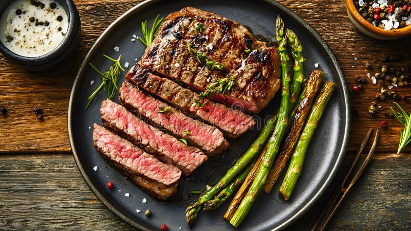 A Plate of Perfectly Cooked Steak with a Side of Apsara Stock ...