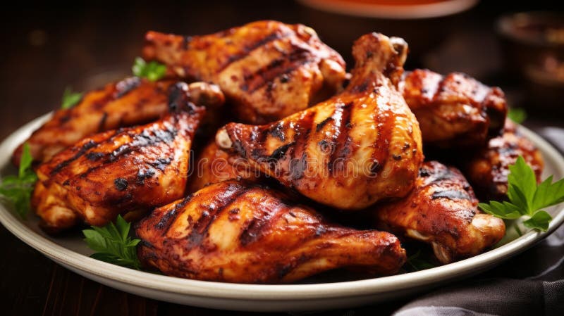 A Plate of Perfectly Grilled Chicken with Grill Marks Stock ...