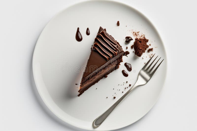 Plate with a Piece of Delicious Cake, Sugary Dessert, Top View on White ...