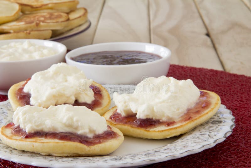 Plate of Piklets with Jam and Cream Stock Photo - Image of sweet ...