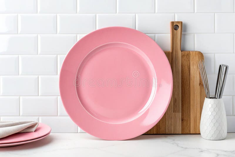 Plate. Pink Empty Plate. Kitchen Utensil Illustration Stock ...