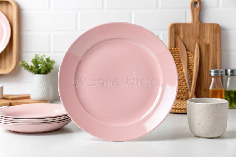 Plate. Pink Empty Plate. Kitchen Utensil Illustration Stock ...