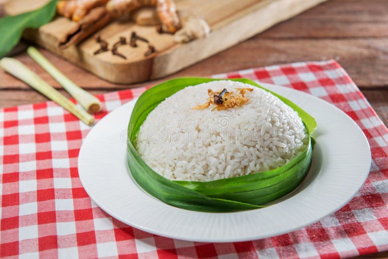 Plate of Plain Rice on the Table in Restaurant Stock Photo - Image of ...