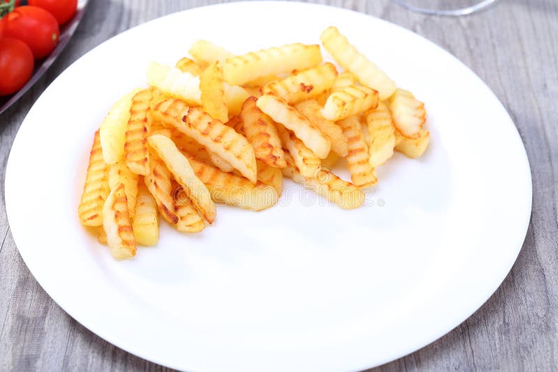 Plate with Potato and Food Background Stock Image - Image of sauce ...