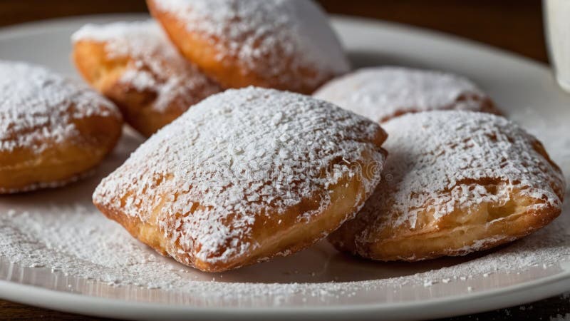 A Plate of Powdered Sugar-dusted Pastries, Inviting and Delicious Stock ...